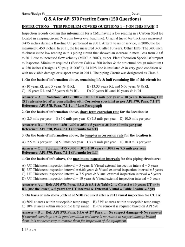 API 570 Practice Exam Prep | PDF | Pipe (Fluid Conveyance) | Fracture