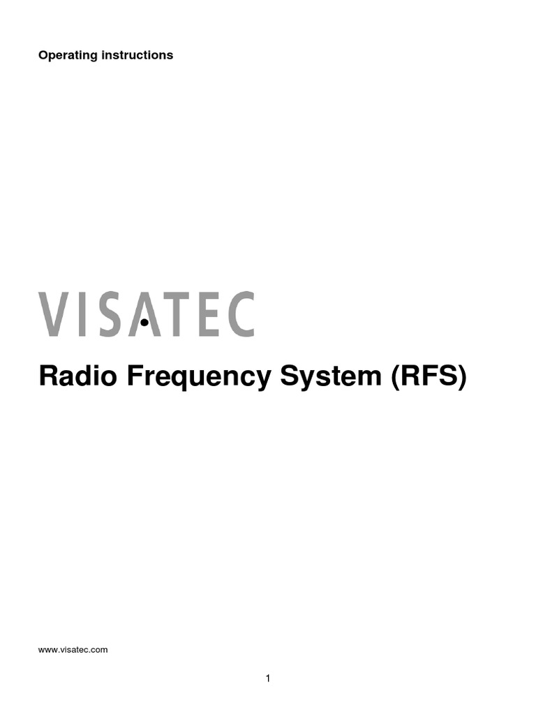 Radio Frequency System (RFS) : Operating Instructions | PDF | Radio ...