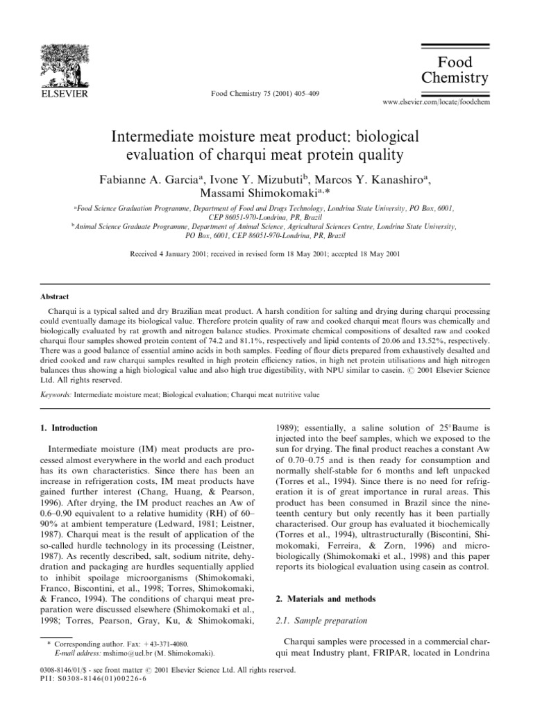 Biological Evaluation of Charqui Meat | PDF | Nutrition | Diet & Nutrition