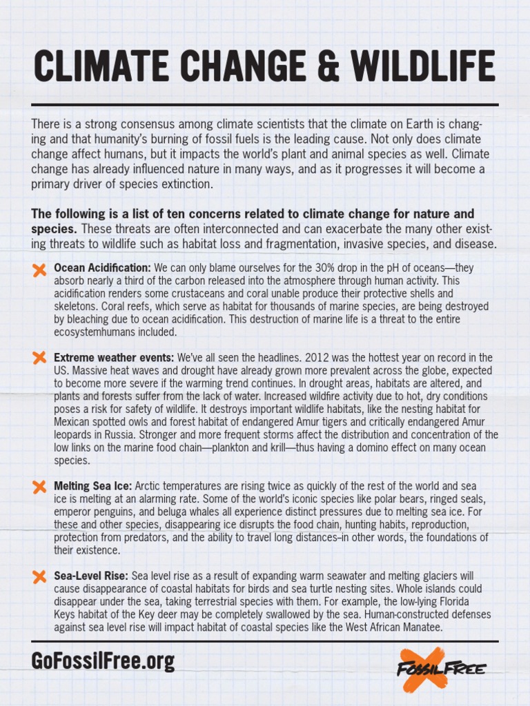 FF Factsheet Wildlife PDF | PDF | Habitat | Ocean Acidification