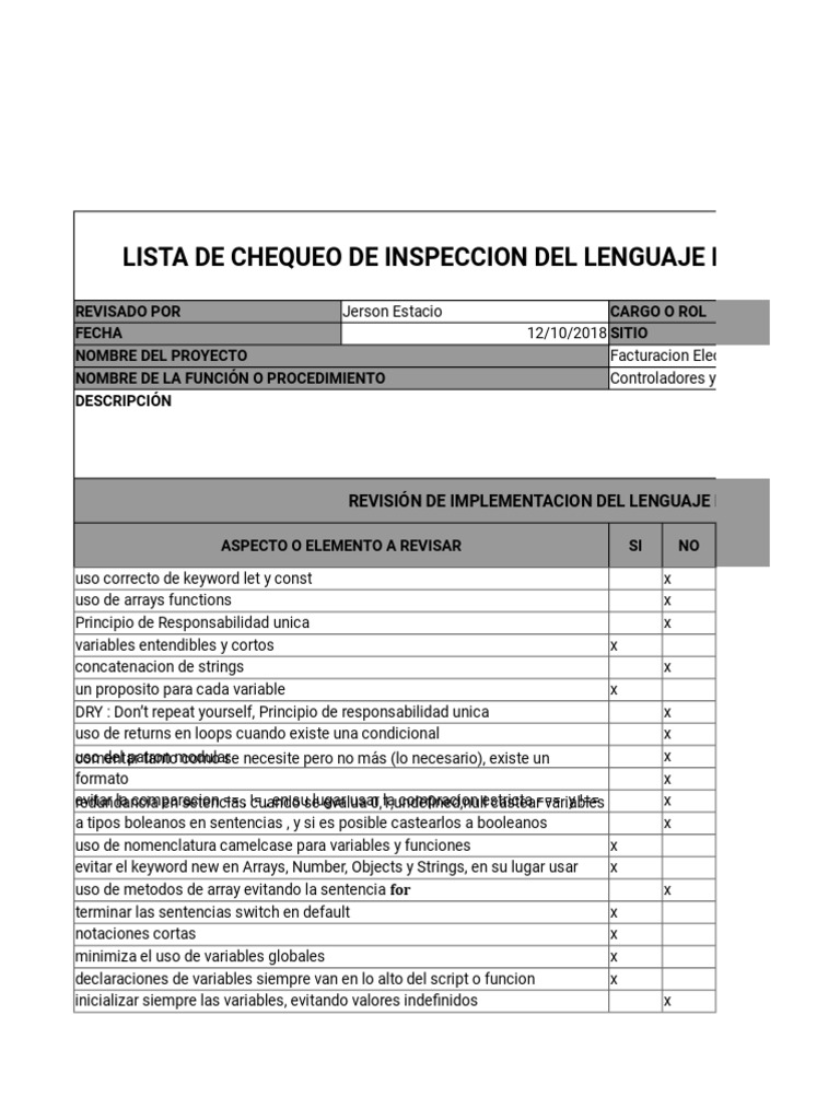 Checklist Lenguaje de Programacion | PDF | Lenguaje de programación ...