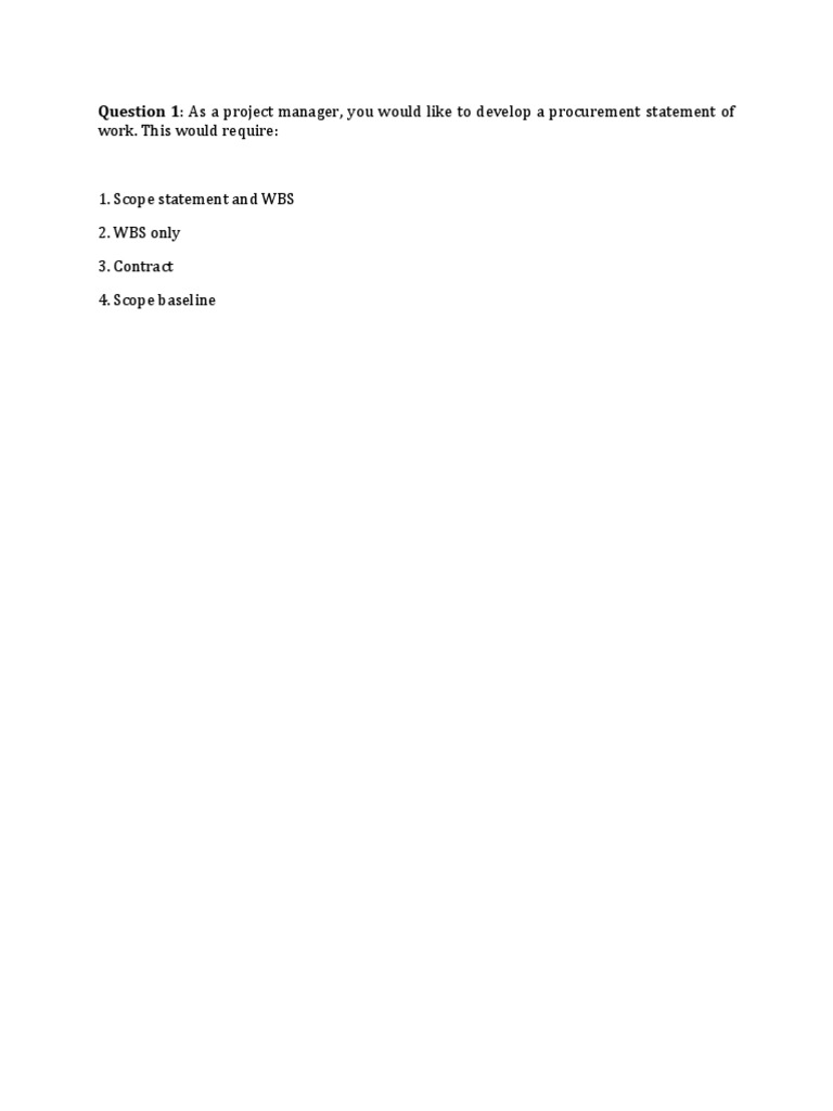 Project Management Practice Questions | PDF | Project Management | Risk ...