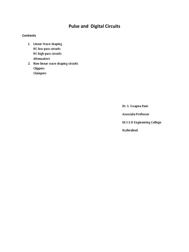 Pulse and Digital Circuits | PDF