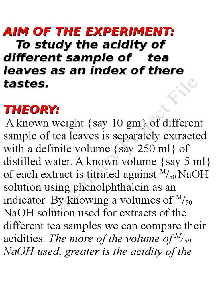 Acidity Study of Tea Leaves Samples | PDF