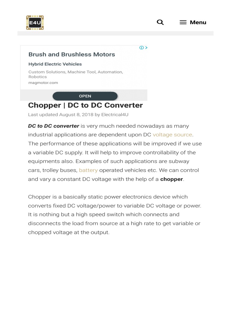 Chopper DC To DC Converter | PDF | Direct Current | Electrical Engineering
