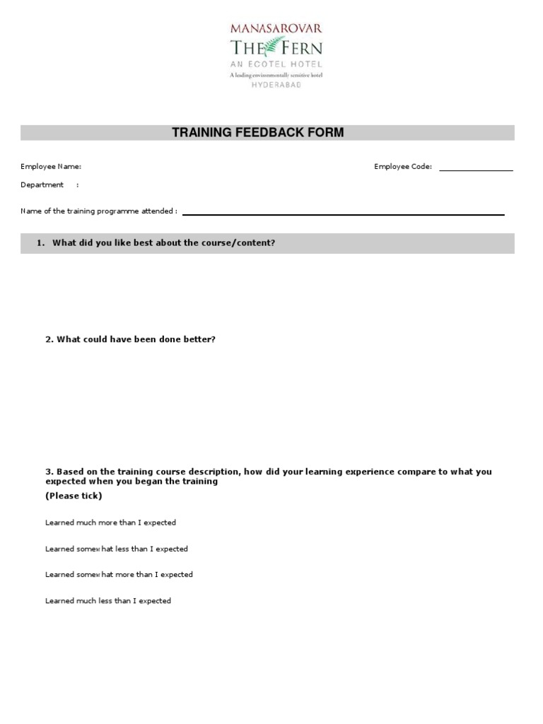 Training Feed Back Form Manideep | PDF