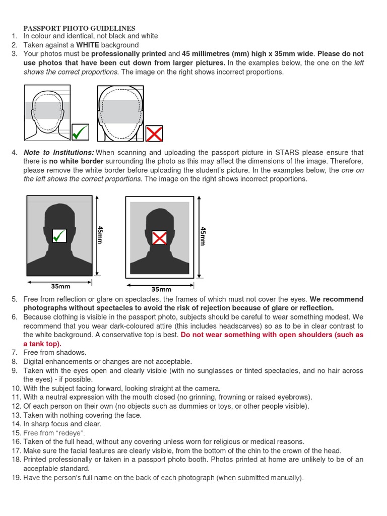 Passport Photo Guidelines | PDF