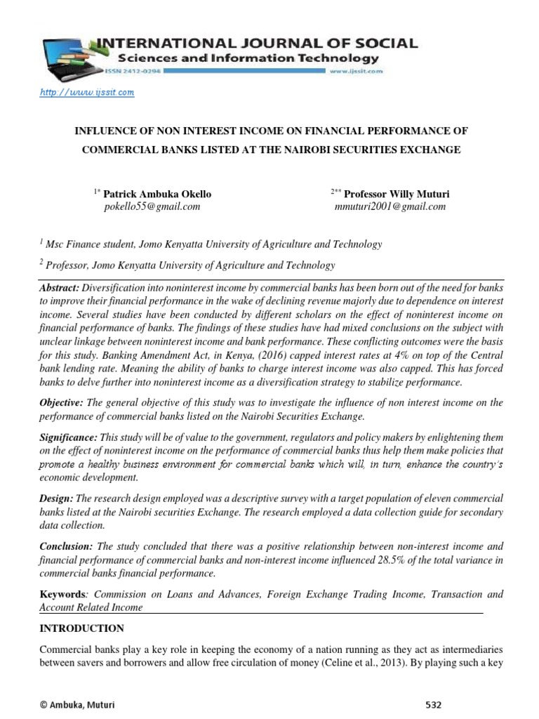 Influence of Non Interest Income On Fina PDF | PDF | Capital Asset ...