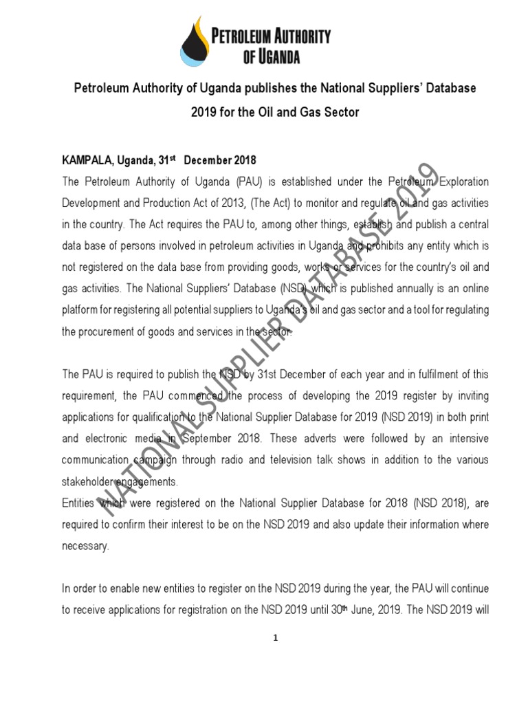 NSD 2019 PDF | PDF | Uganda | Petroleum