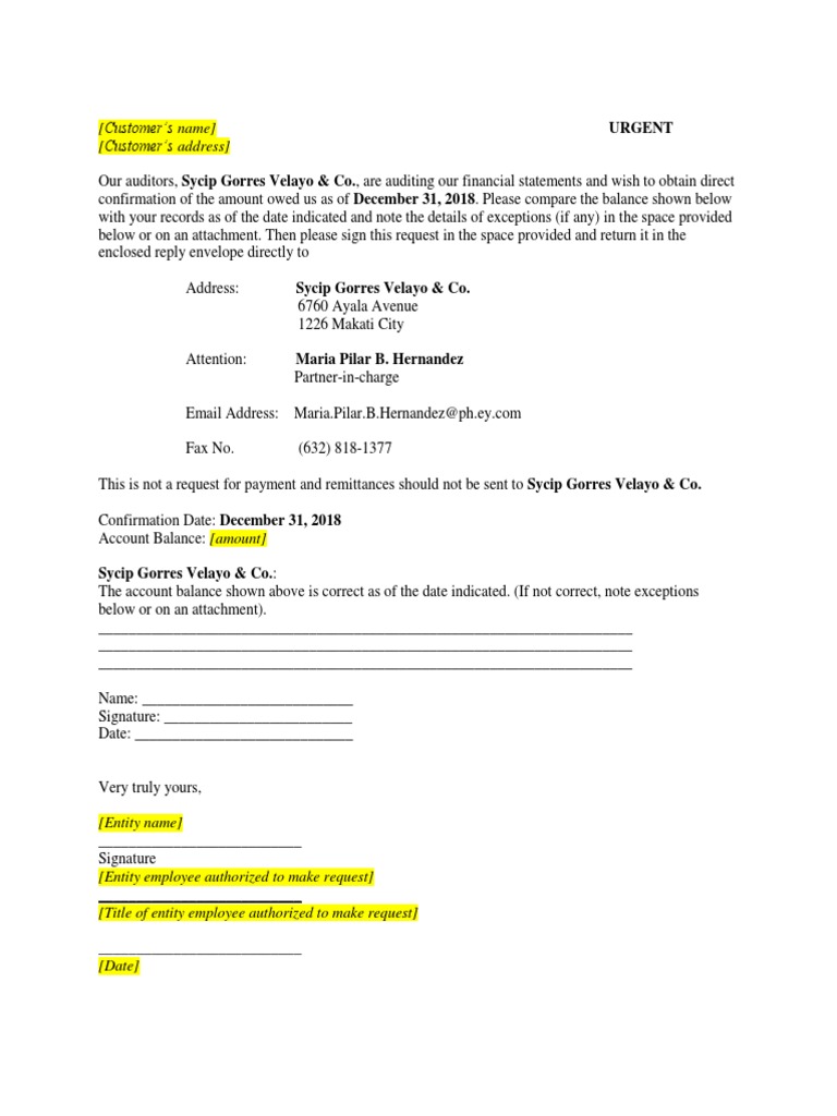 Receivables Confirmation Template | PDF | Law