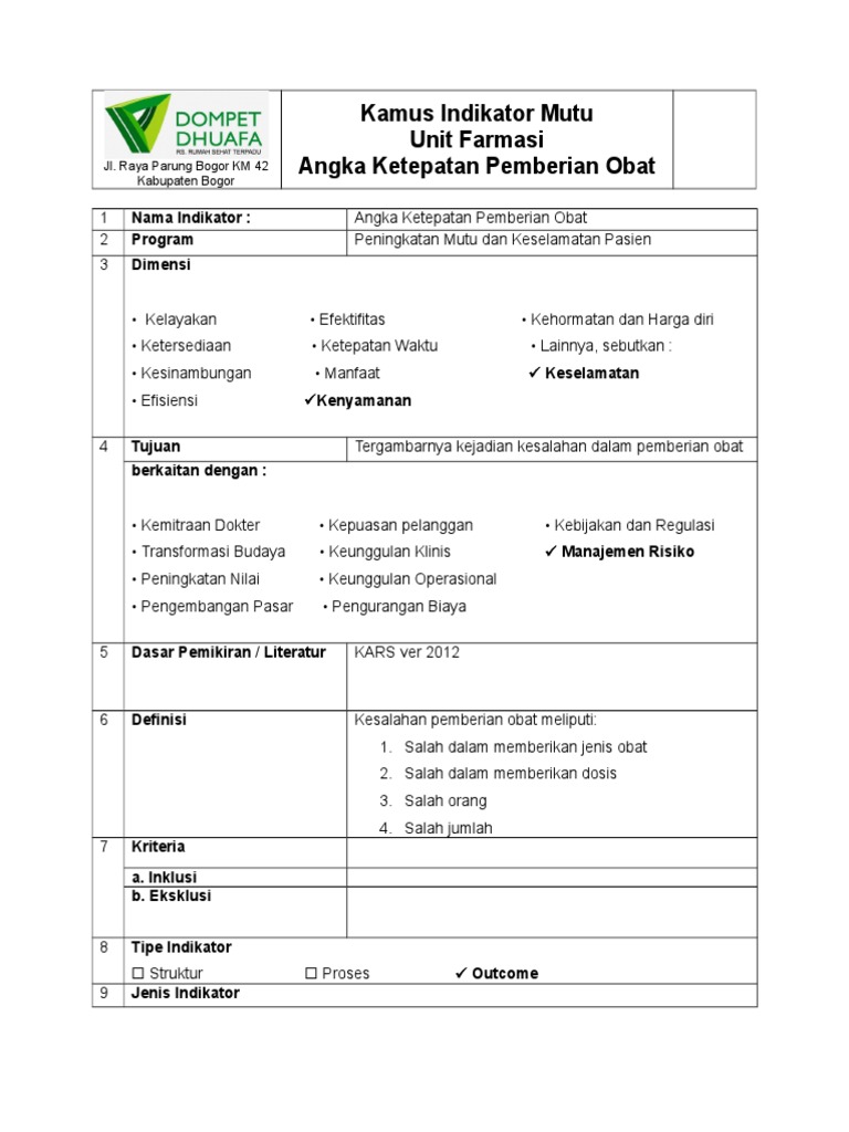 Angka Ketepatan Pemberian Obat | PDF | Pengembangan Diri