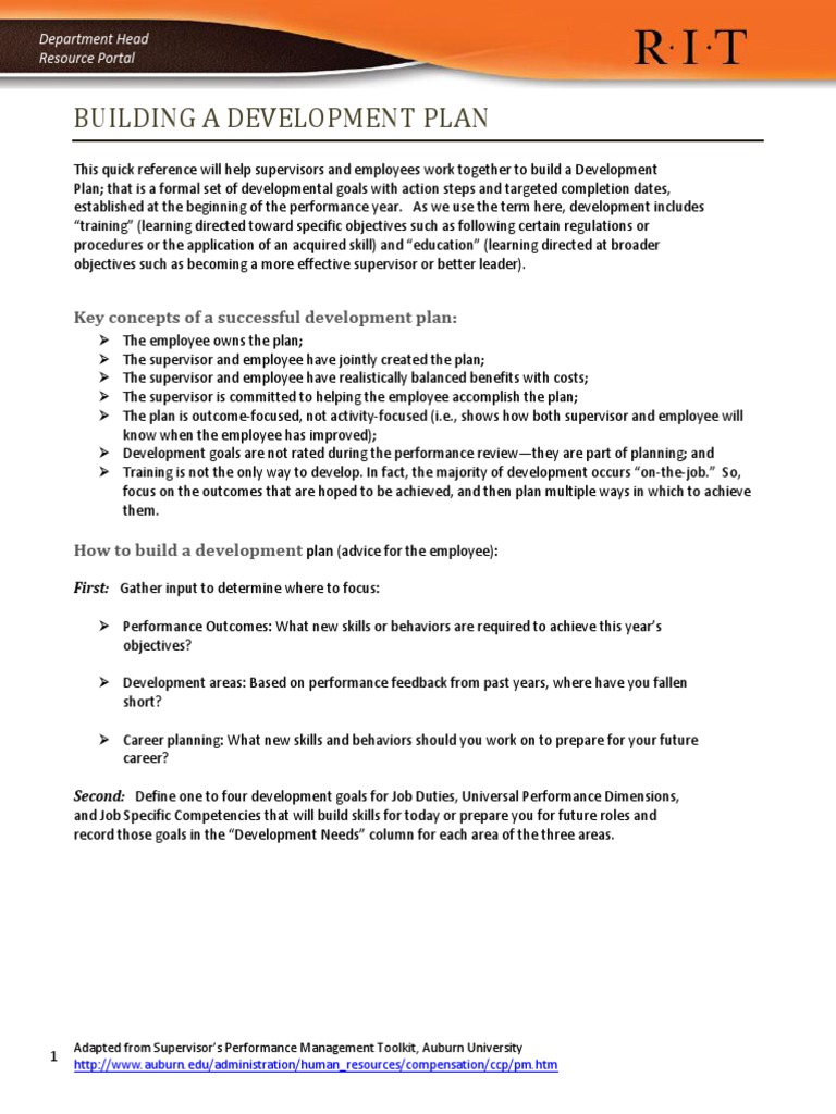 Key Concepts of A Successful Development Plan | PDF | Goal | Employment