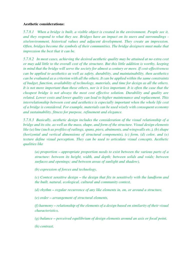 Aesthetic Considerations | PDF | Bridge | Design