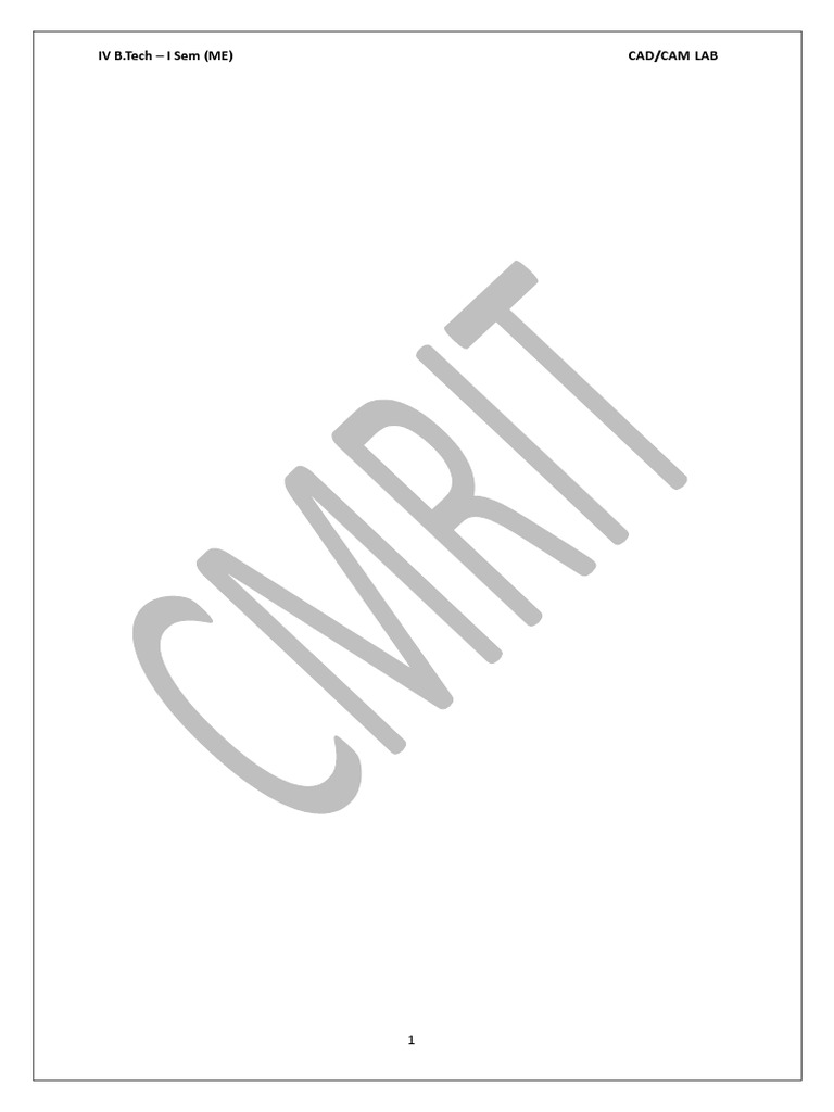 IV B.Tech CAD/CAM Lab Manual | PDF | Numerical Control | Engineering IV B.Tech CAD/CAM Lab Manual | PDF | Numerical Control | Engineering