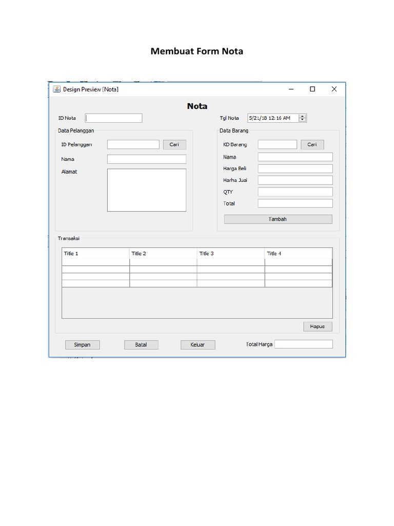 Membuat Form Nota Dan Data Pelanggan | PDF | String (Ilmu Komputer ...