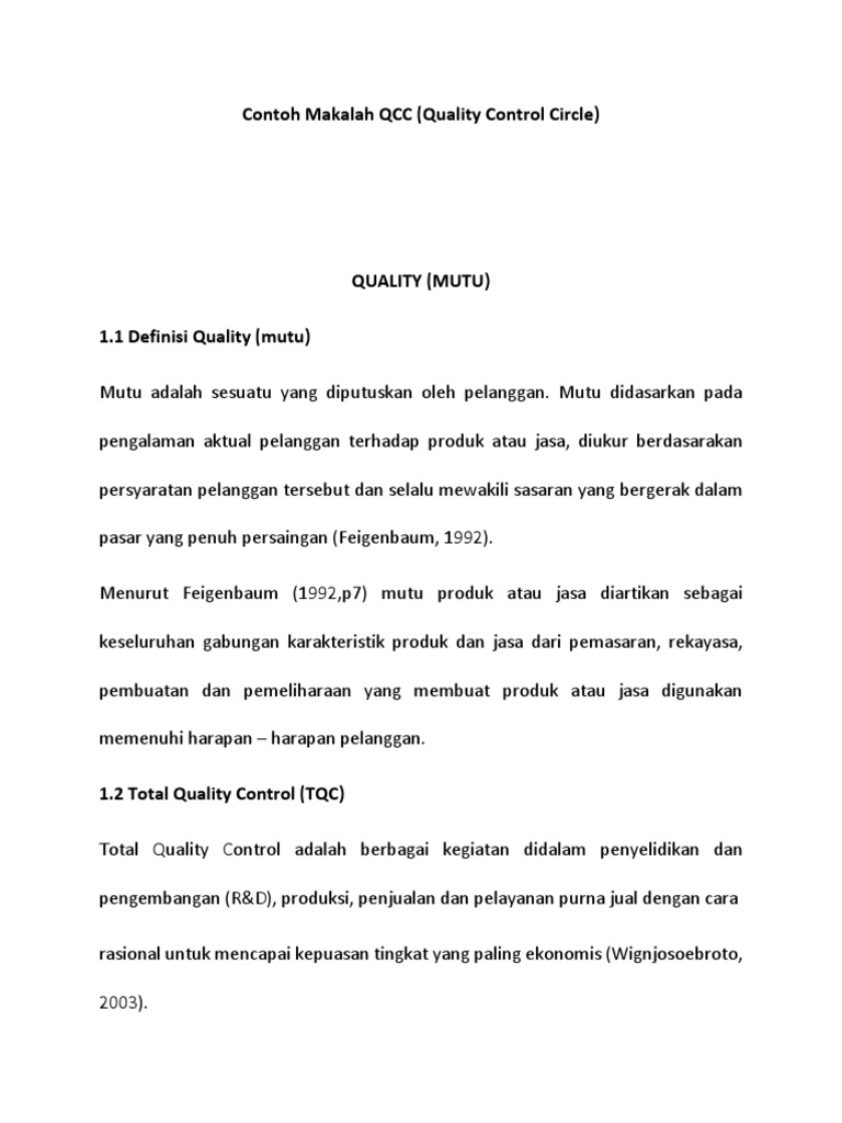 Contoh Makalah QCC (Quality Control Circle) | PDF