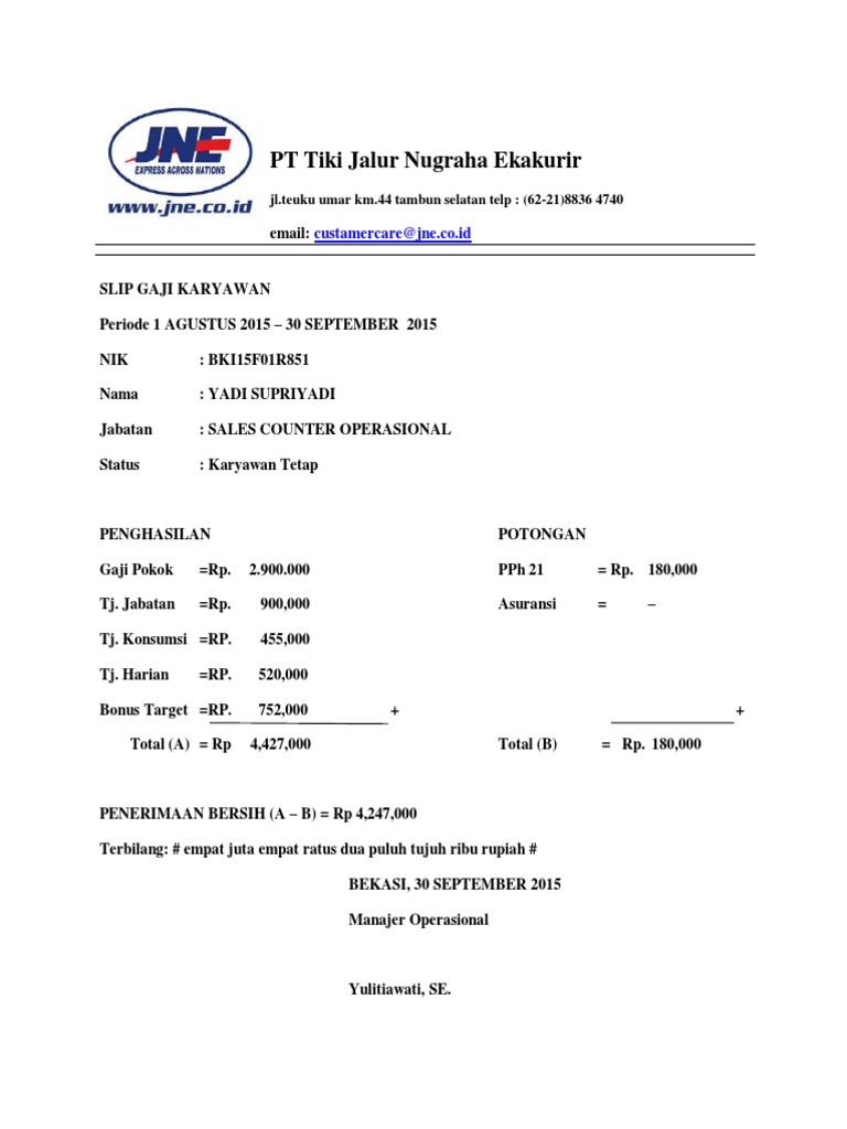 PT Tiki Jalur Nugraha Ekakurir: Custamercare@jne - Co.id | PDF
