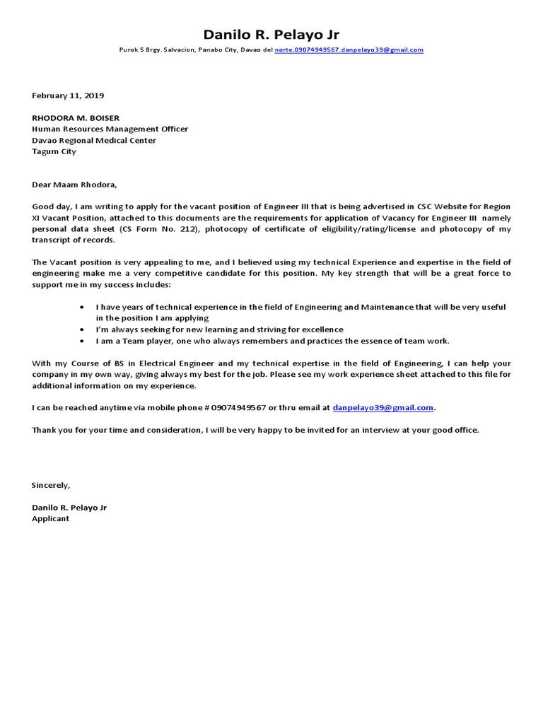 Application Letter | PDF
