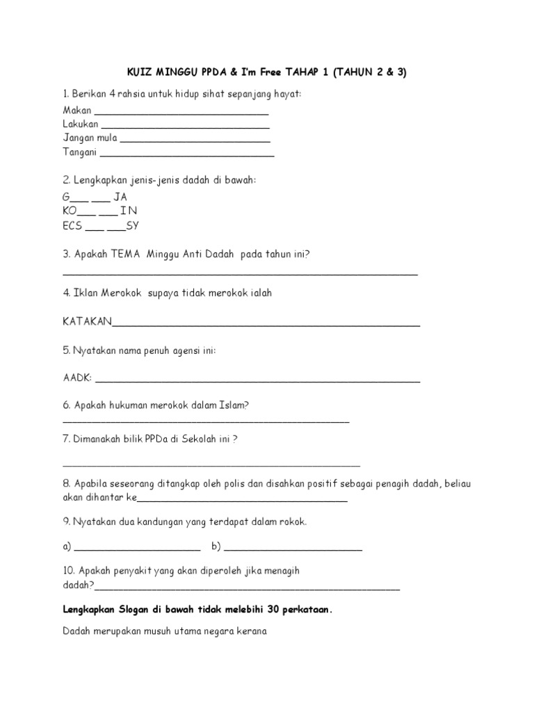 KUIZ MINGGU PPDA TAHAP 1 & 2 Subjektif | PDF