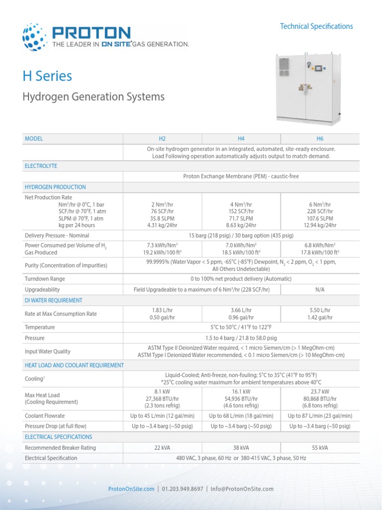 H Series: Hydrogen Generation Systems | PDF | Properties Of Water ...