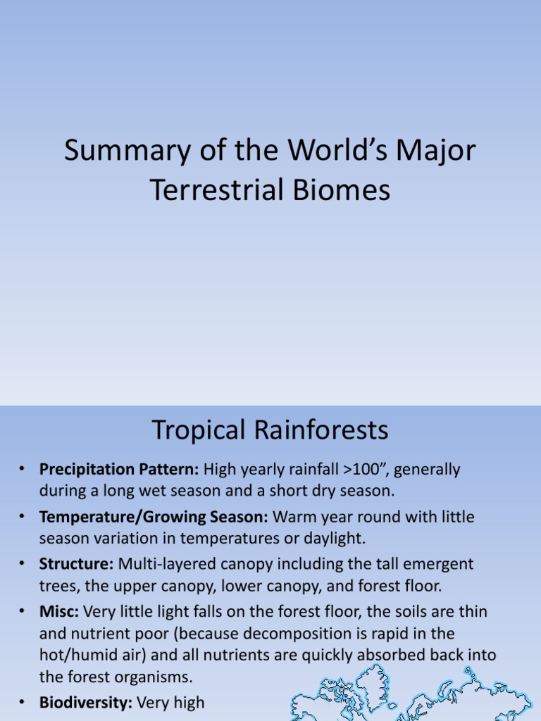 2.6 Summary of The Worlds Major Terrestrial Biomes | PDF | Wet Season ...