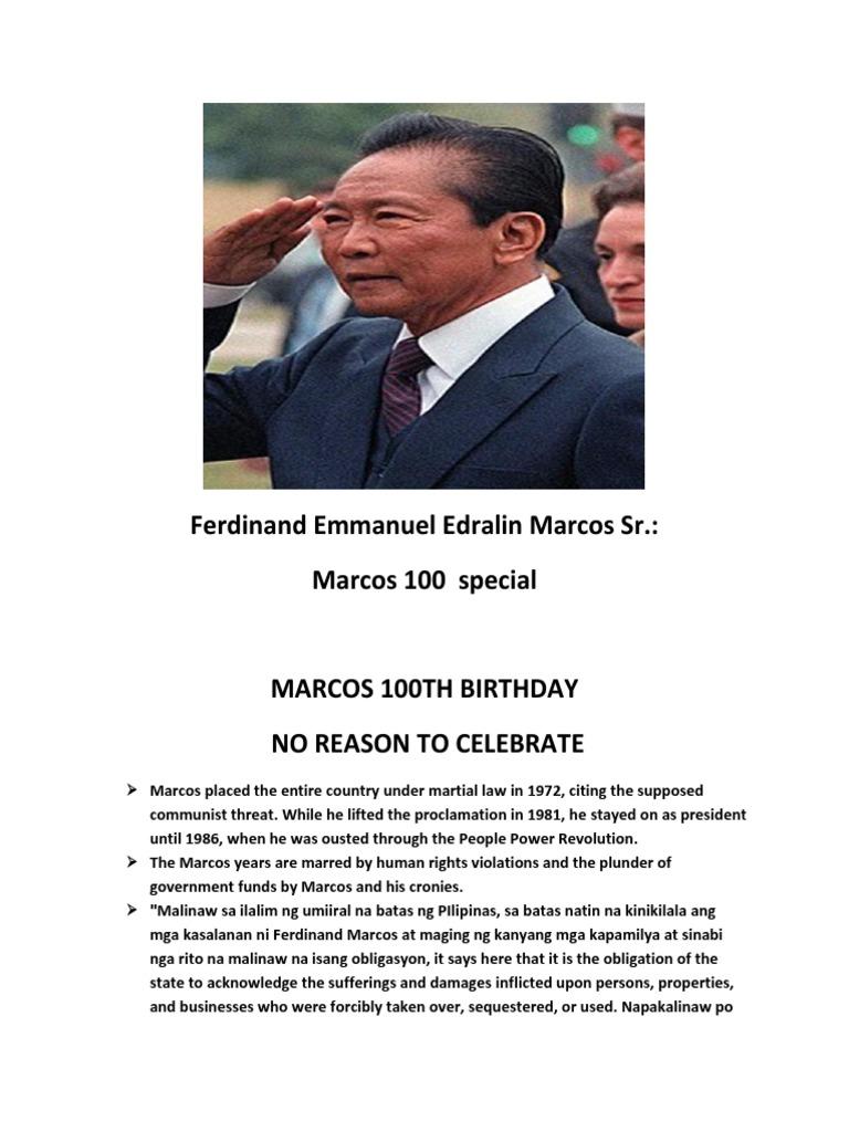 Ferdinand Emmanuel Edralin Marcos SR | PDF