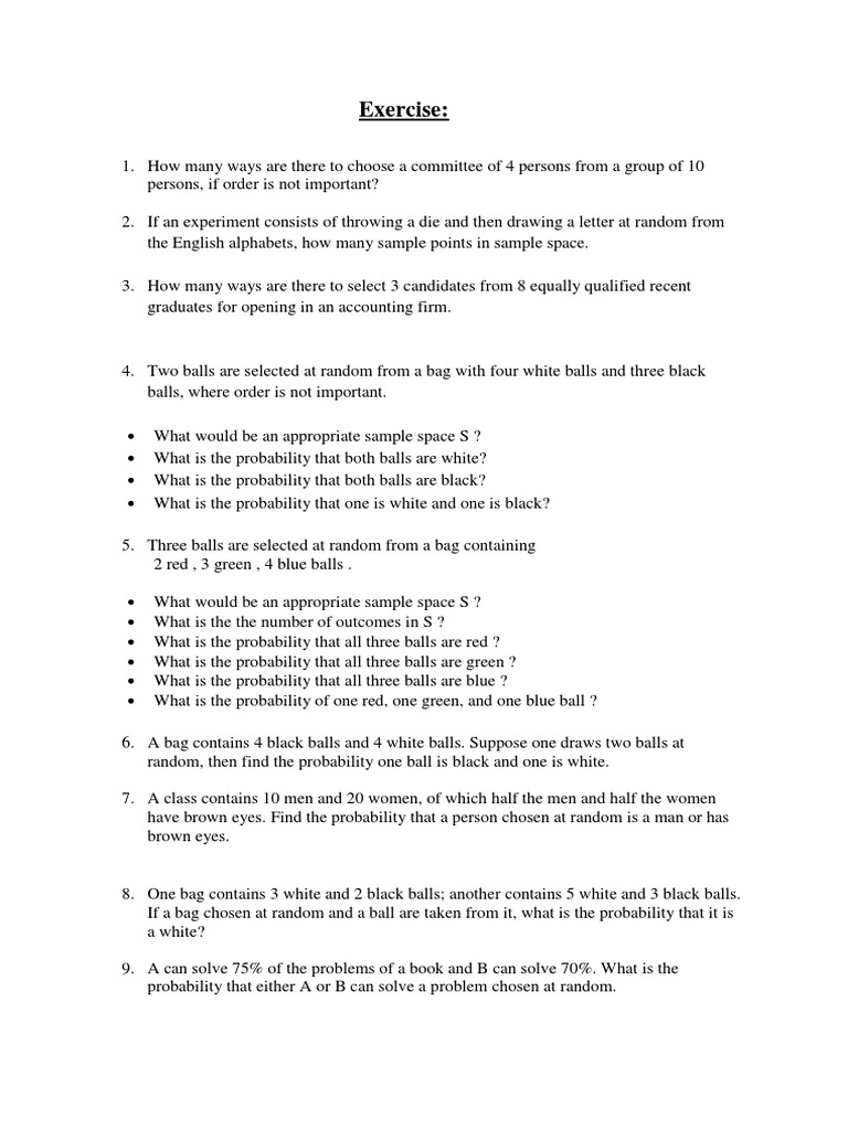 Exercise Probability | PDF | Probability | Playing Cards