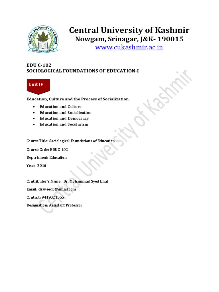 Educ-102 Unit IV | PDF | Culture (General) | Psychology