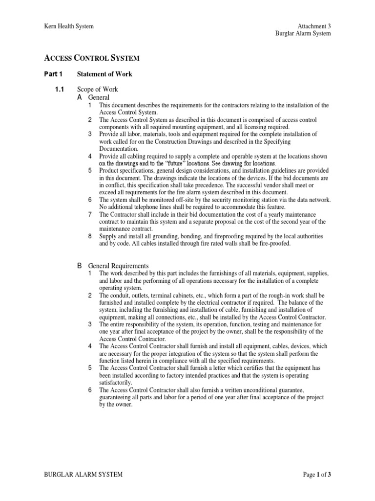 Method Statement - Access Control System | PDF | Access Control ...