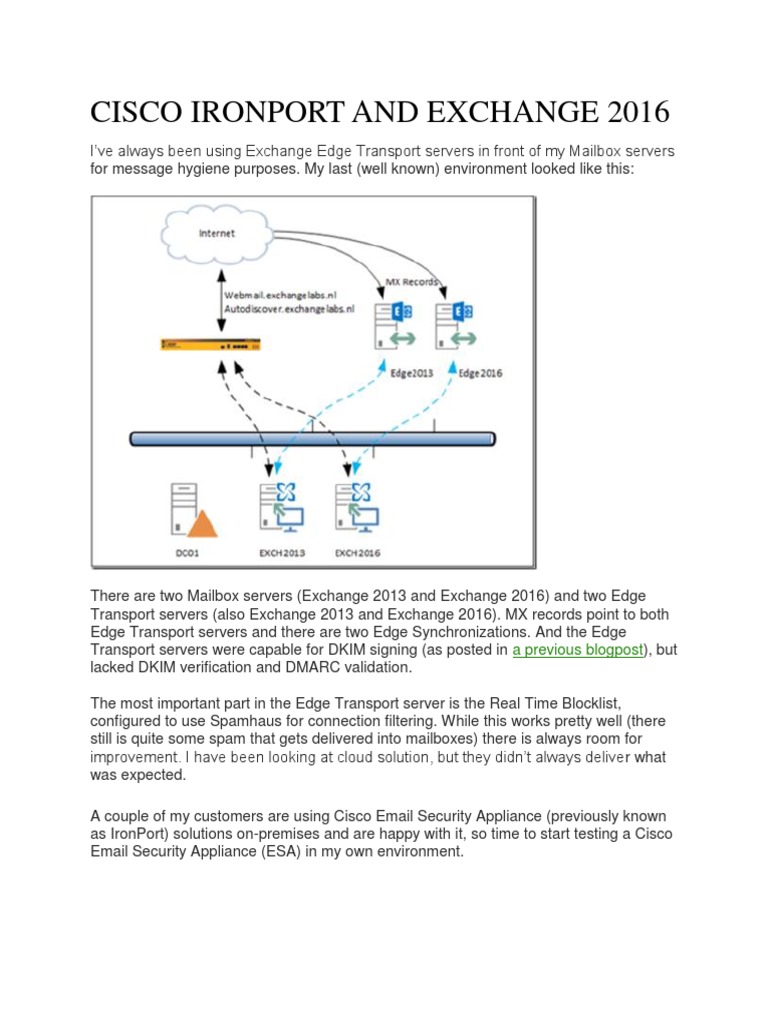 Cisco Ironport and Exchange 2016 | PDF | Transport Layer Security | Information Age