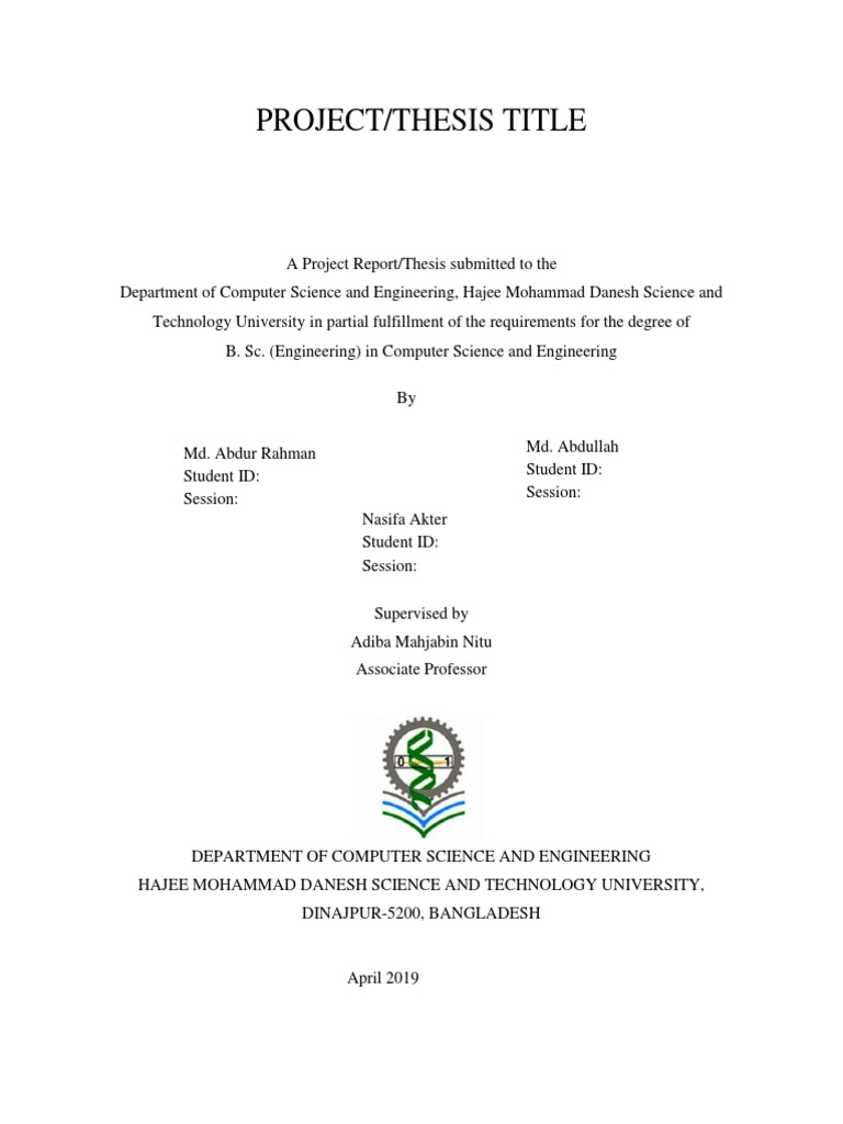 Thesis Project Report Format BSC CSE HSTU | PDF | Citation | Bracket