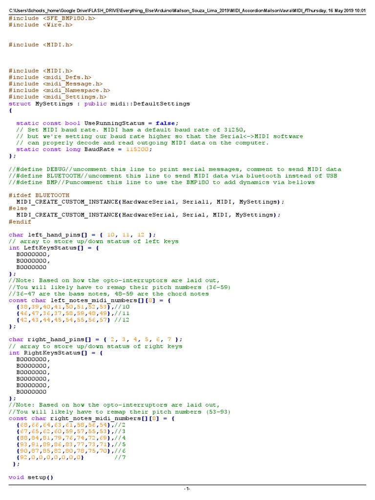 Accordion Arduino MIDI Code | PDF | Integer (Computer Science) | Computer Data