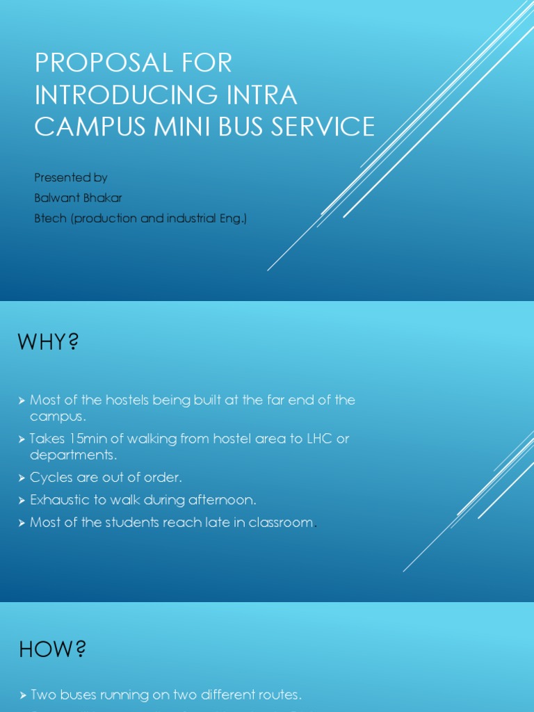 PROPOSAL For INTRODUCING Intra Campus Mini Bus Service | PDF