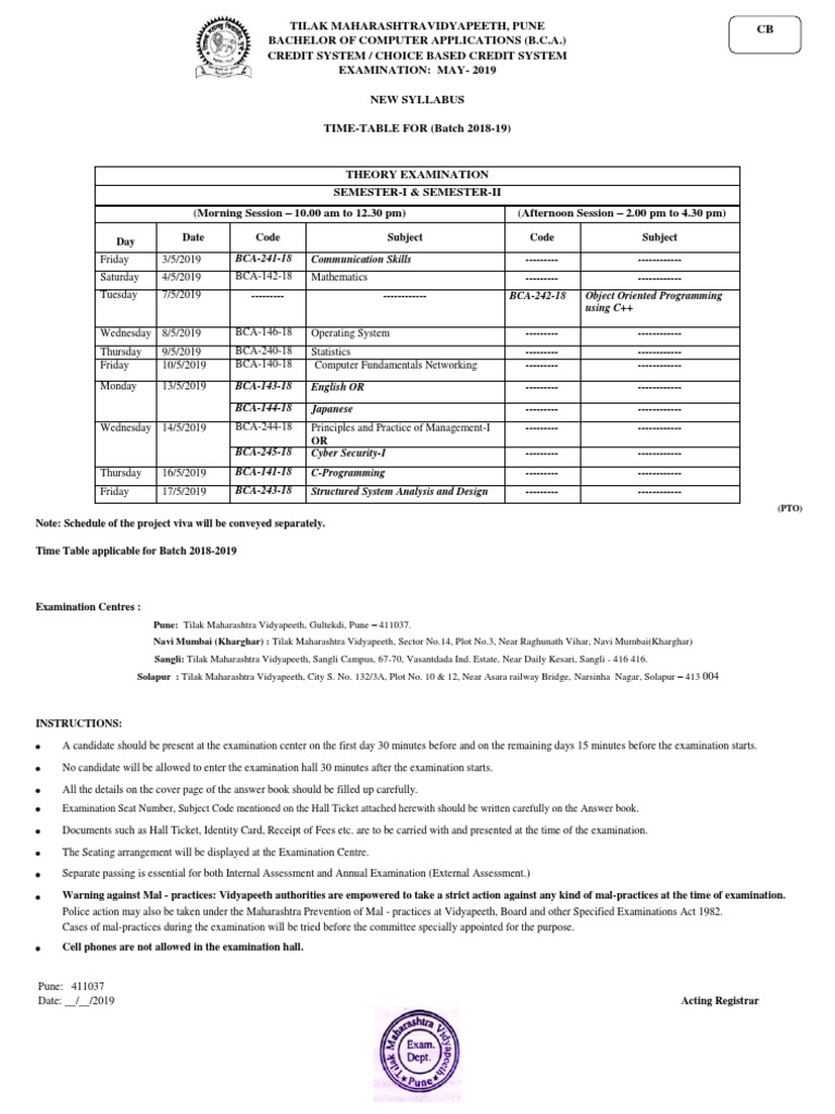 BCA CS-CB System Time Table | PDF | Business