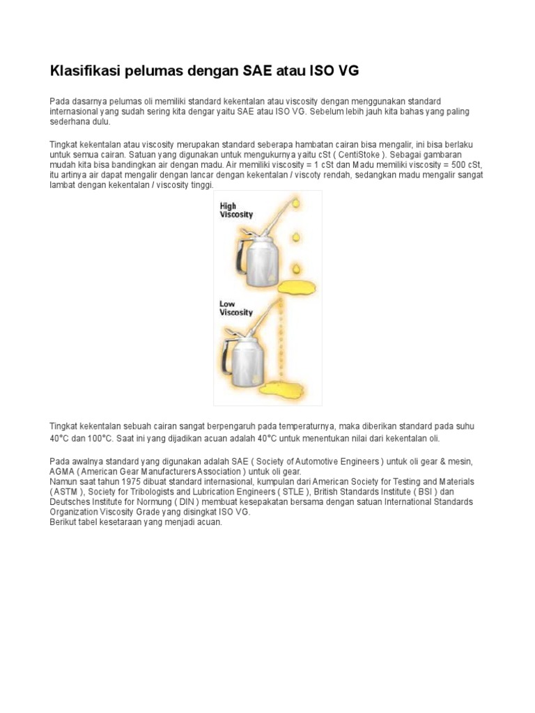 Klasifikasi Pelumas Dengan SAE Atau ISO VG | PDF