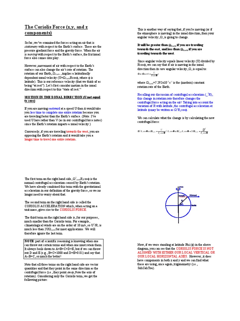 Coriolis Force PDF | PDF | Rotation Around A Fixed Axis | Acceleration