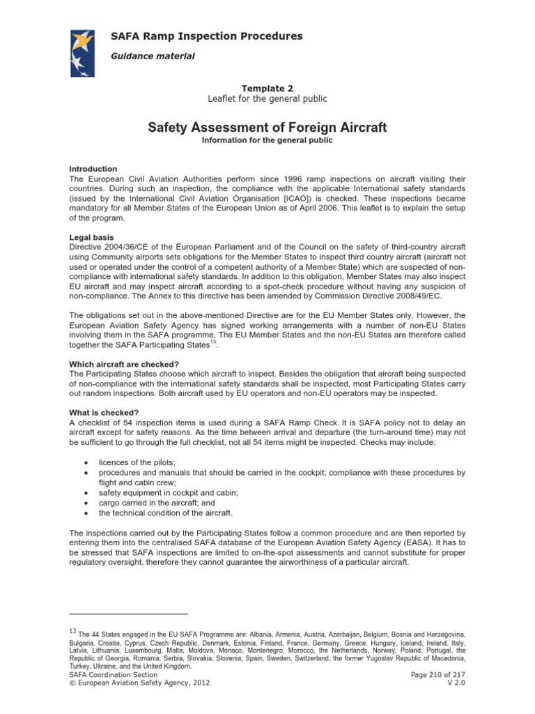 EASA Guidance On SAFA Leaflet | PDF | Transport Safety | Aviation Safety