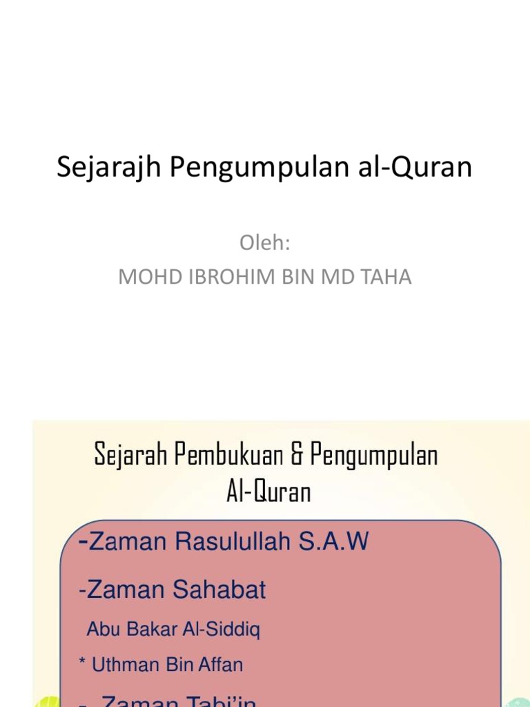 Sejarah Pengumpulan Al Quran Pdf