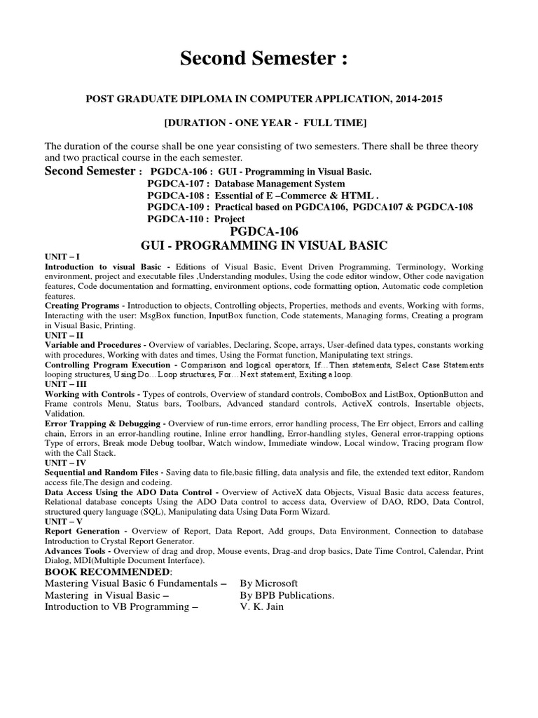 Pgdca 2 Sem PDF | Download Free PDF | Html | Relational Model