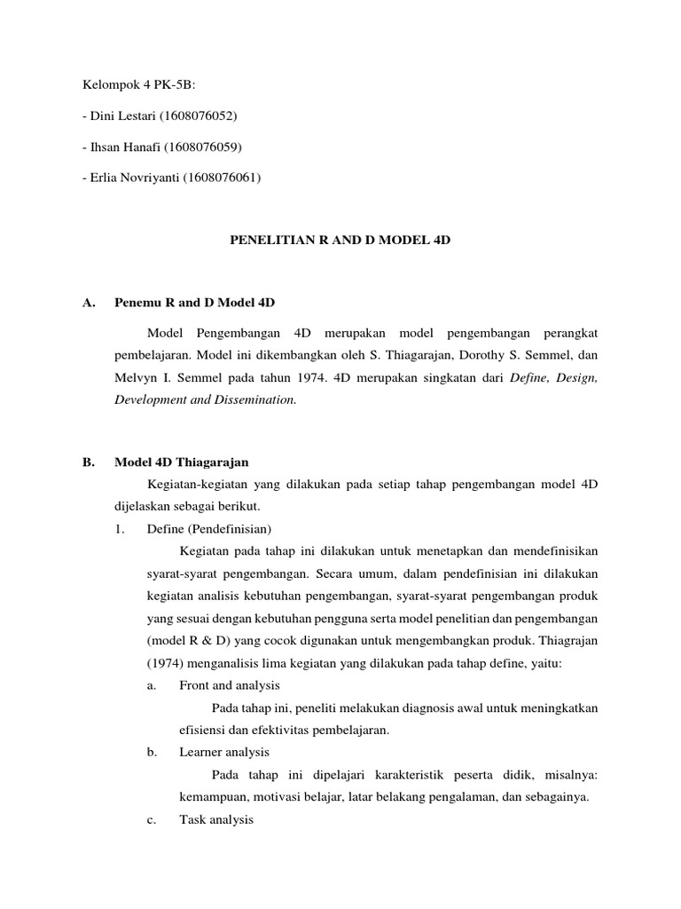 Penelitian R and D Model 4D | PDF