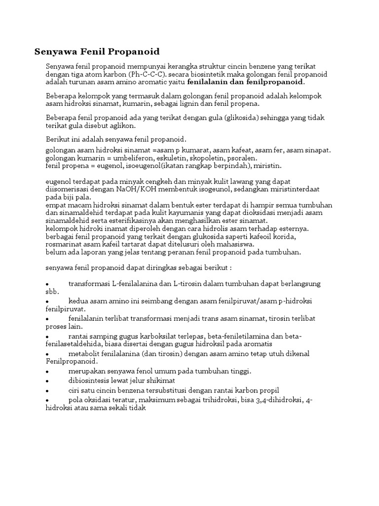 Bahan Alam Senyawa Fenil Propanoid - Odt | PDF