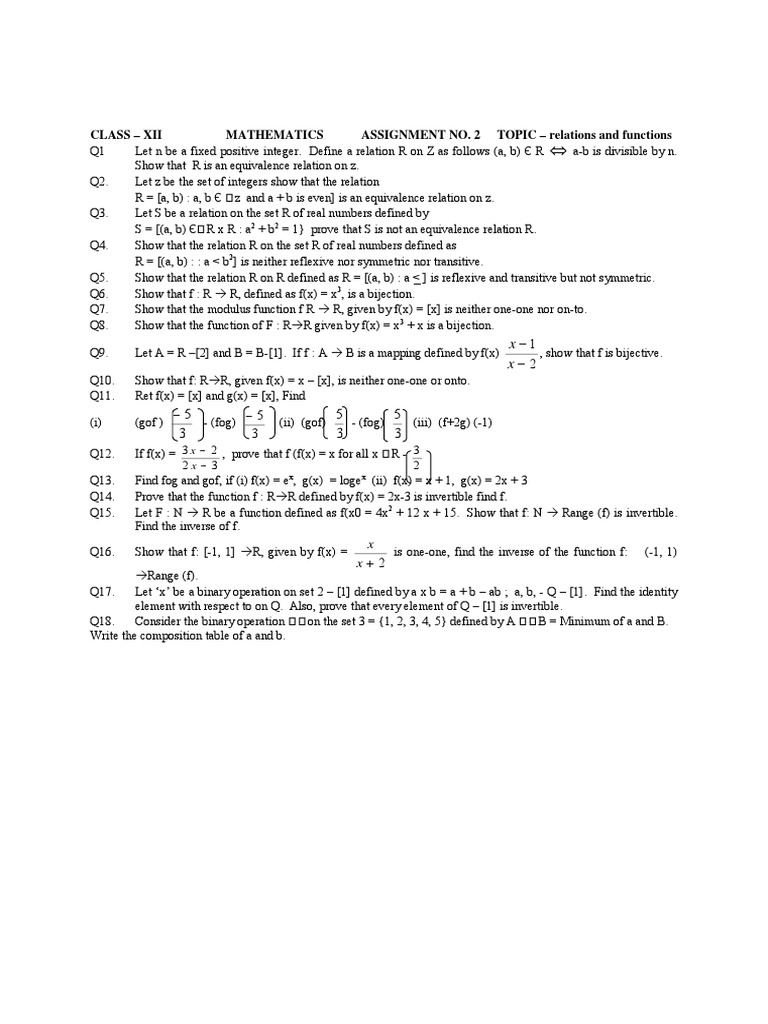 CBSE Class 12 Mathematics Worksheet | PDF | Mathematical Objects ...