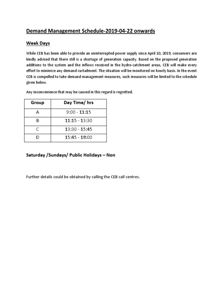 Demand Management Schedule PDF | PDF | Nature
