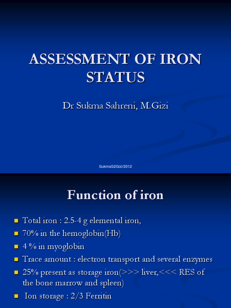 Assessment of Iron Status 2012 | PDF | Anemia | Iron