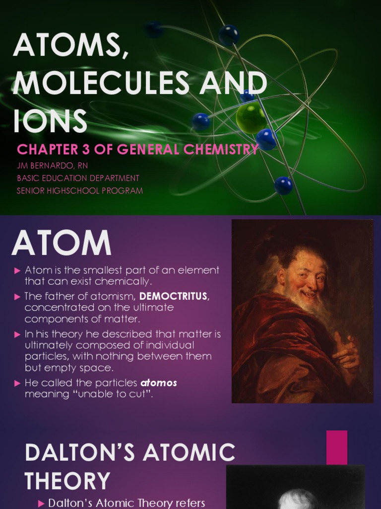 Atoms, Molecules and Ions: Chapter 3 of General Chemistry | PDF ...
