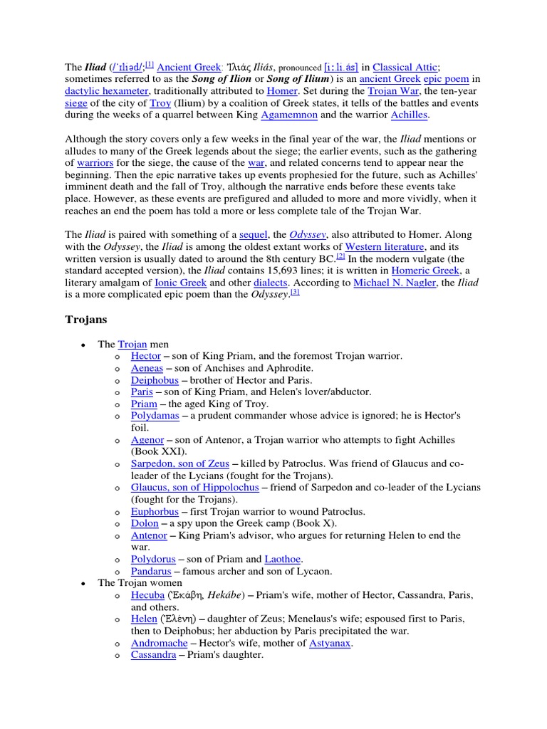 An In-Depth Summary of the Epic Poem The Iliad, Including Key ...