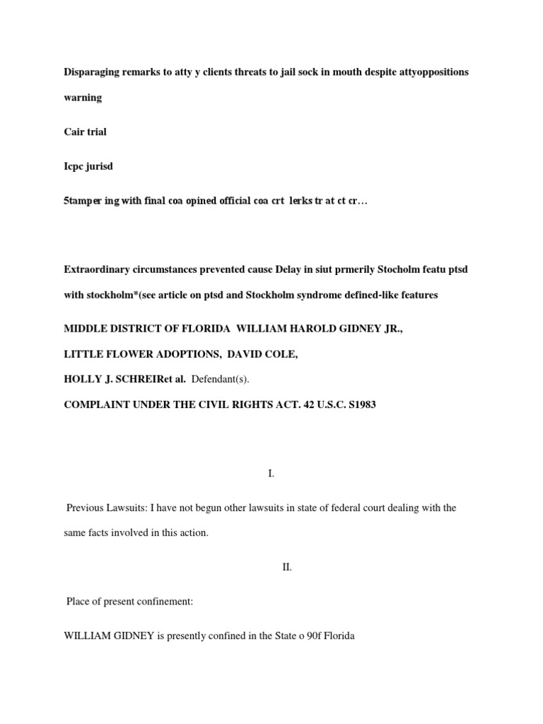 V - My 1983 Complaint - Little Flower Adoptions Cole - Use Gidney ...