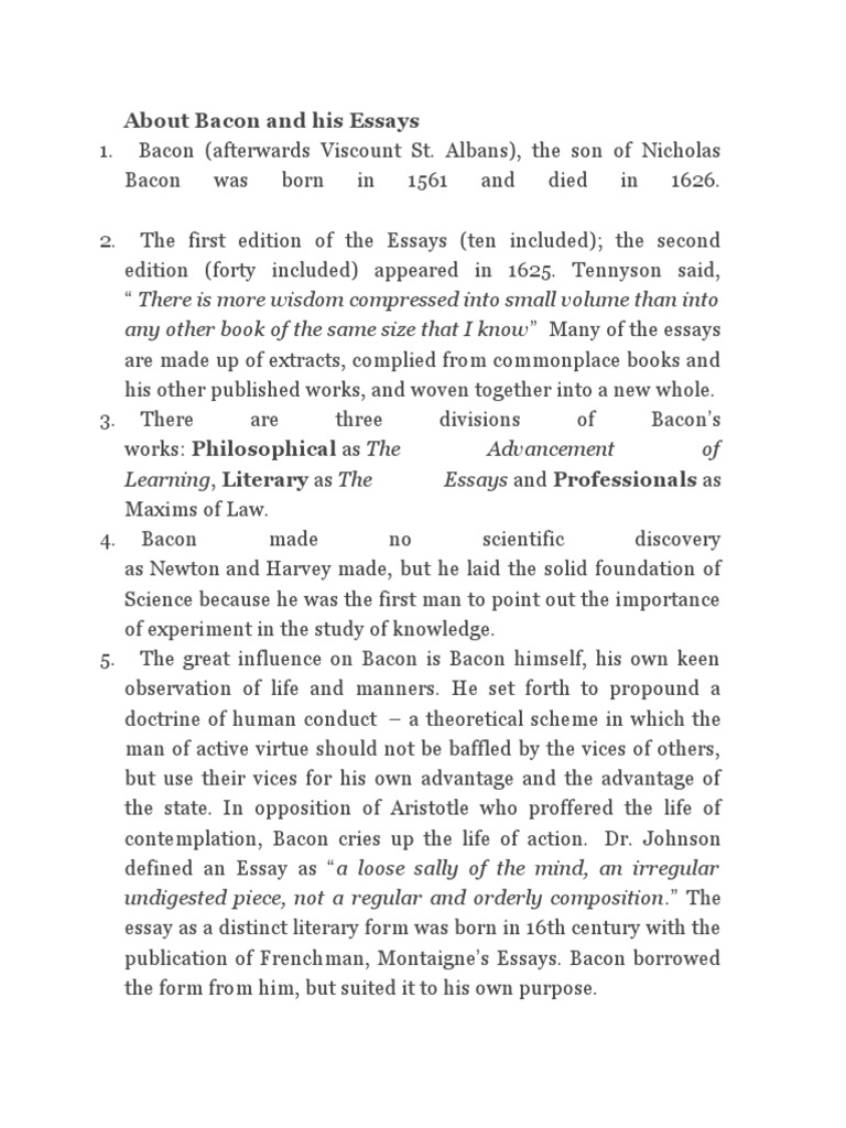 A Passage To Bacon | PDF | Francis Bacon | Essays