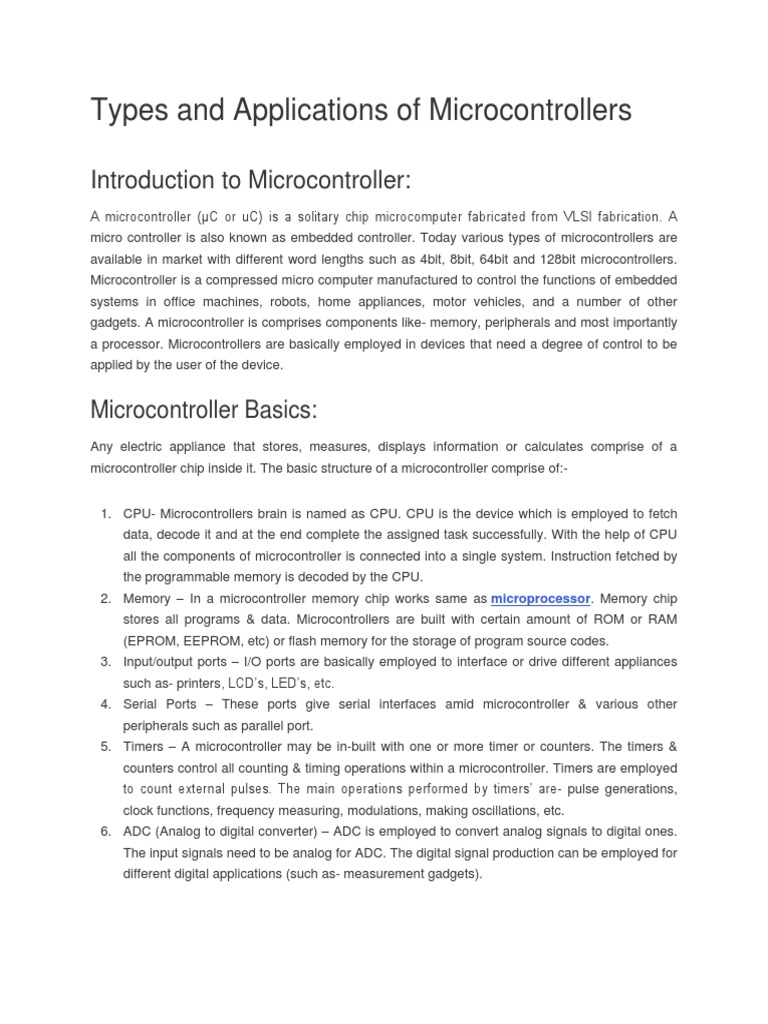Types And Applications Of Microcontrollers Pdf Microcontroller 8122