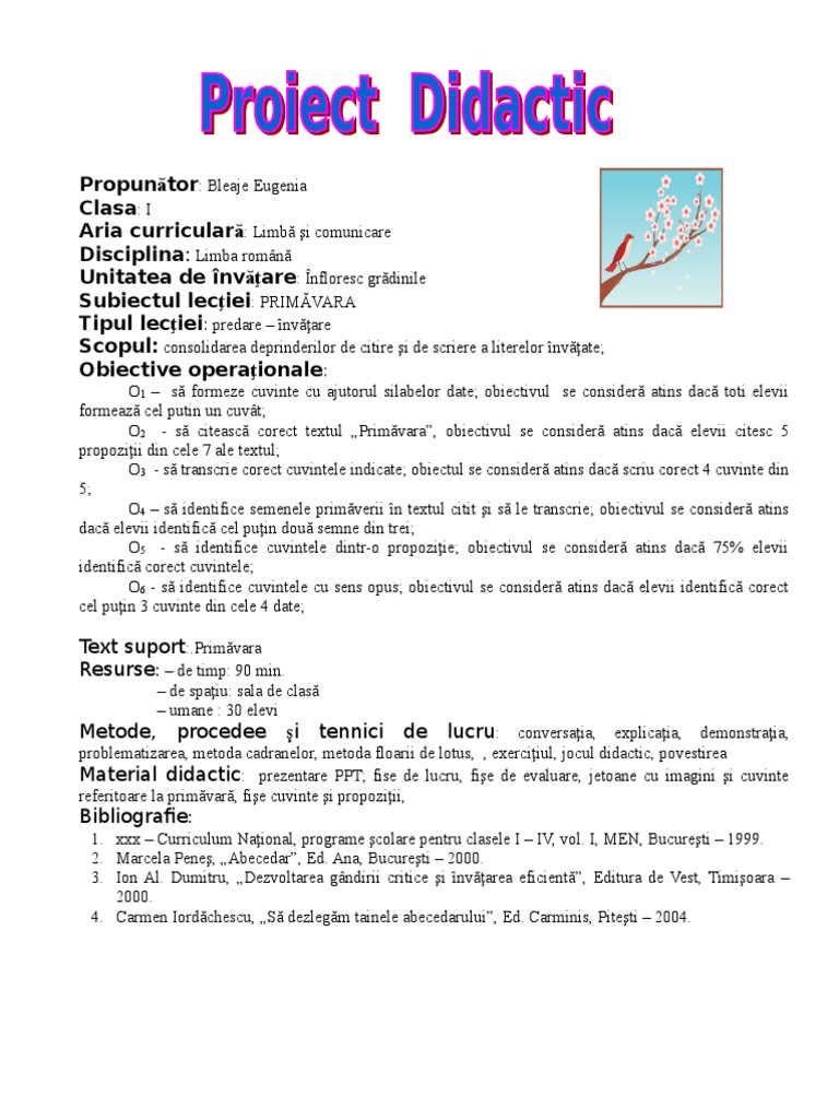 Proiect Didactic Grad | PDF